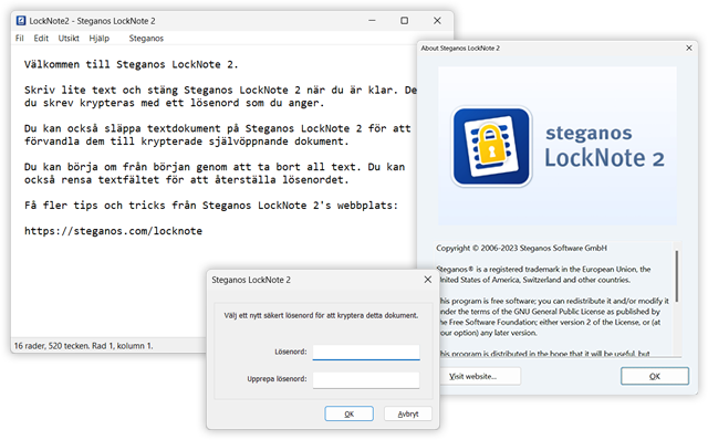 Steganos LockNote 2 - Kryptera textfiler på ett ögonblick.